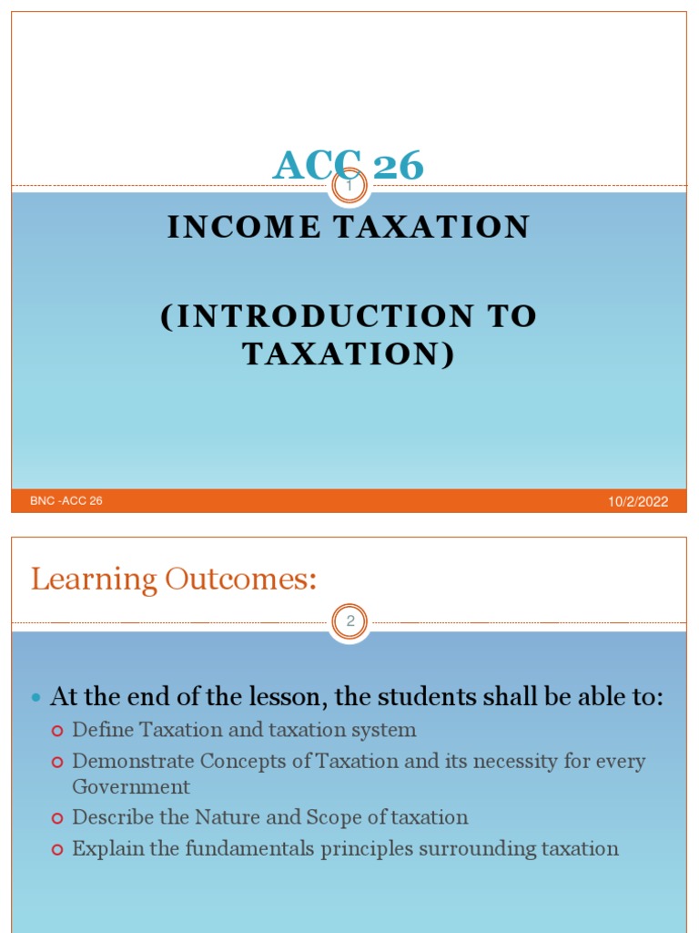 Introduction to Income Taxation Basics | PDF | Business | Finance ...
