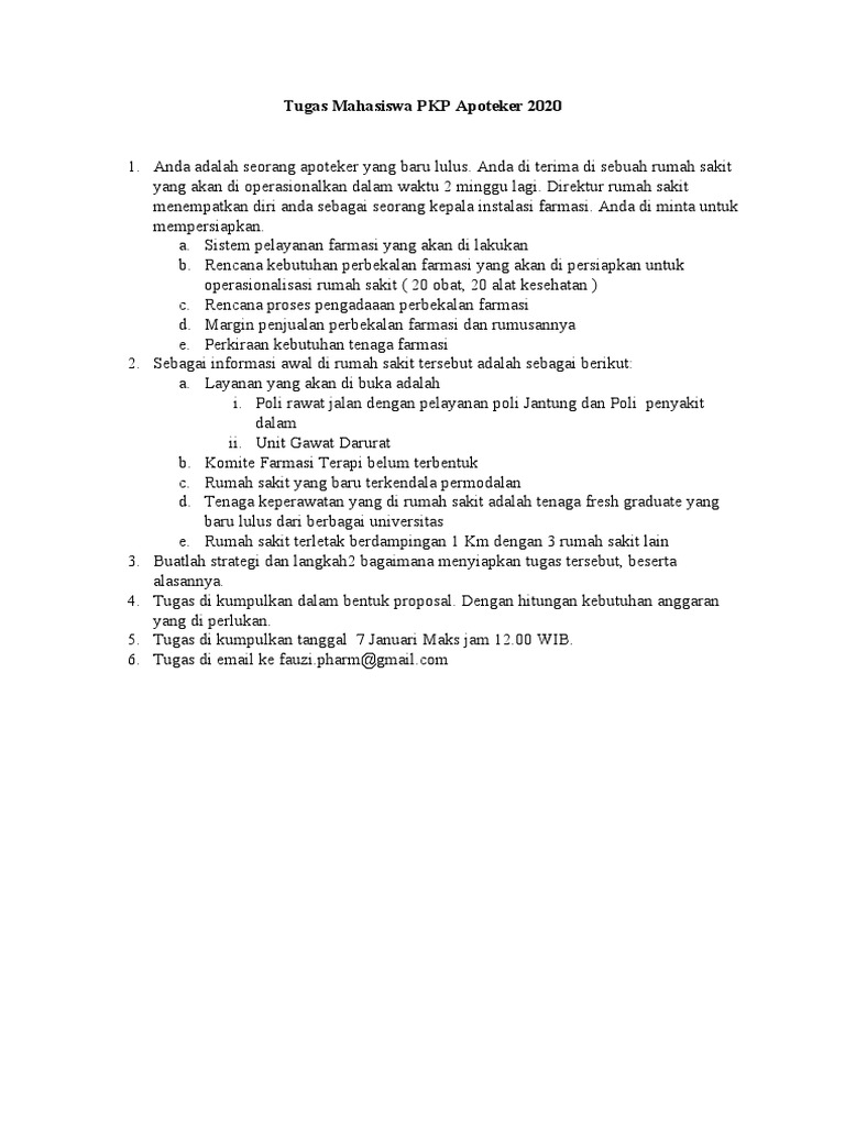 Tugas Mahasiswa PKP Apoteker 2021 | PDF Tugas Mahasiswa PKP Apoteker 2021 | PDF