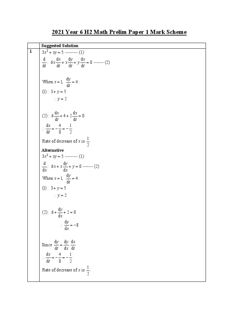 DHS H2 2021 Prelim P1 Solutions | PDF | Mathematics | Mathematical Analysis
