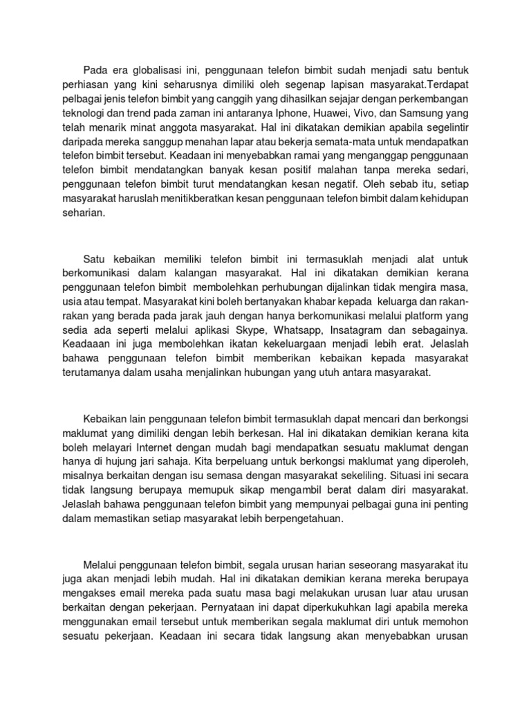 Kesan Penggunaan Telefon Bimbit | PDF