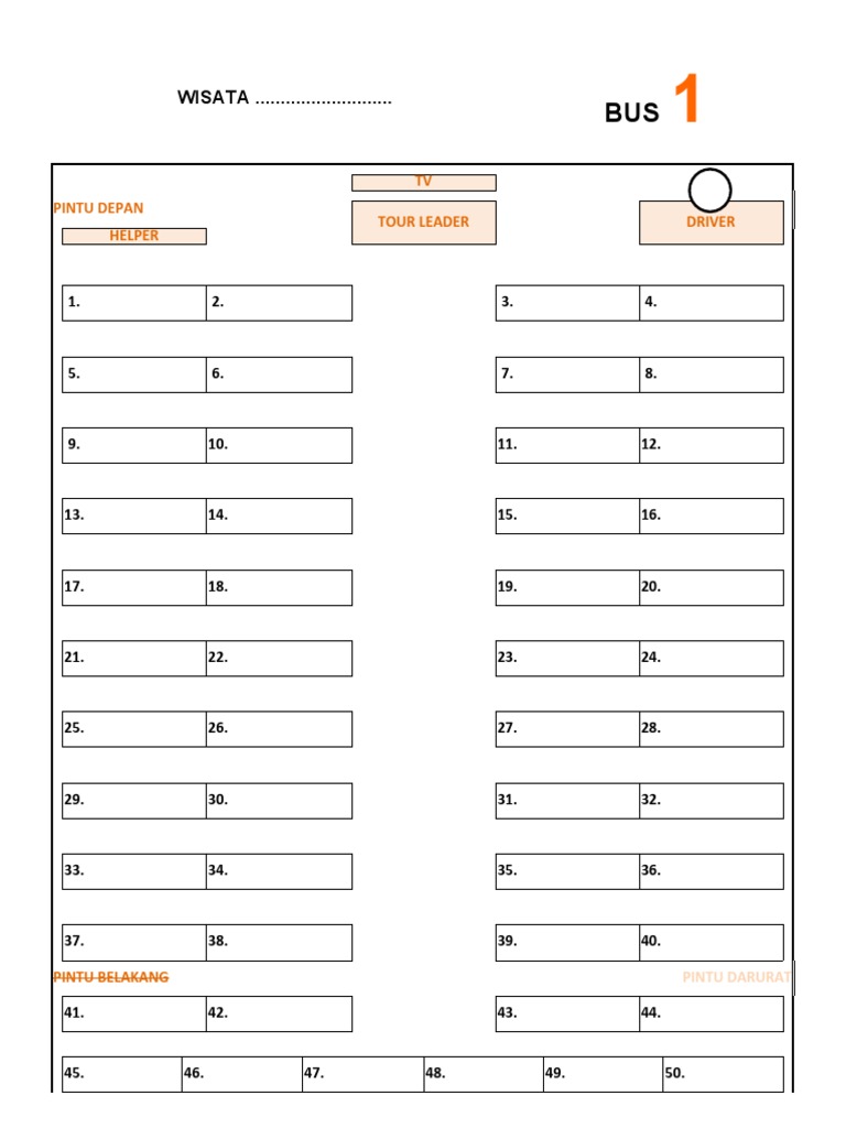 Floor plan layout of a tour bus indicating seating arrangement and ...