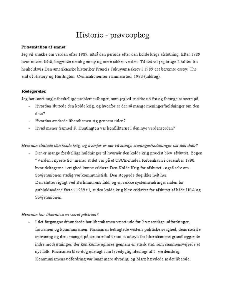 Historie - Prøveoplæg | PDF