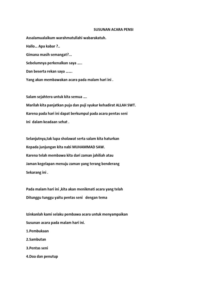 MC Susunan Acara Pensi | PDF