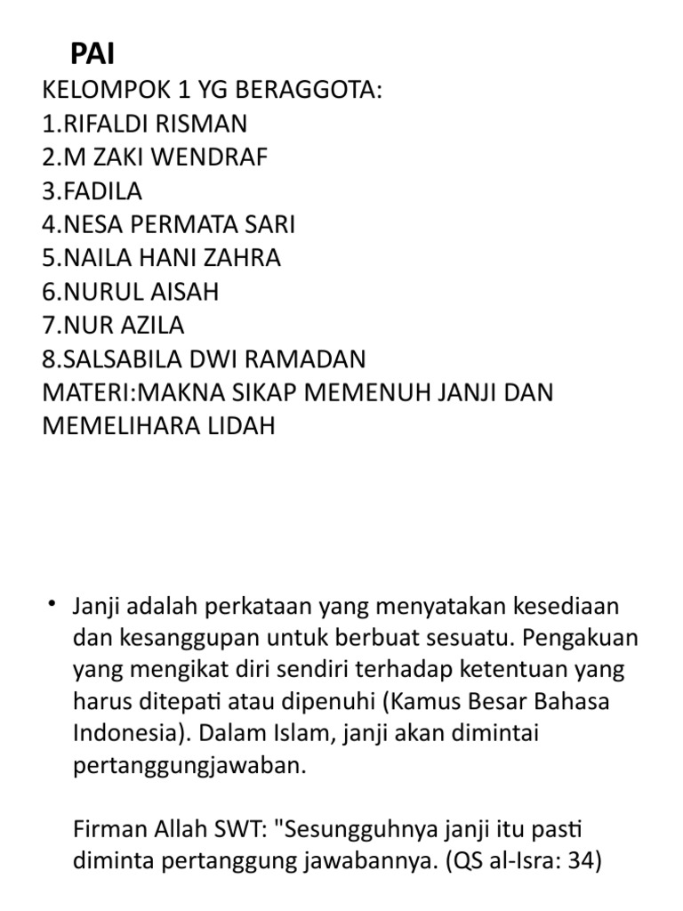 Pentingnya Menepati Janji dan Menjaga Lisan | PDF | Agama & Spiritualitas