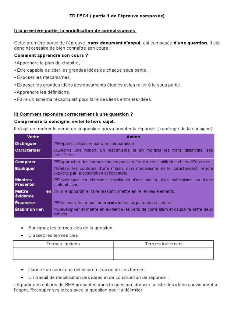 Guide de préparation à l'EC1 SES | PDF | Science