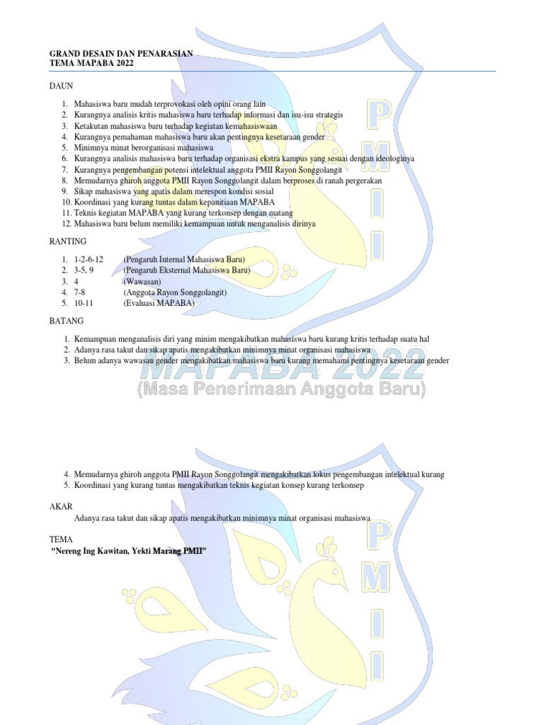 Grand Desain Dan Penarasian Mapaba 2022 | PDF