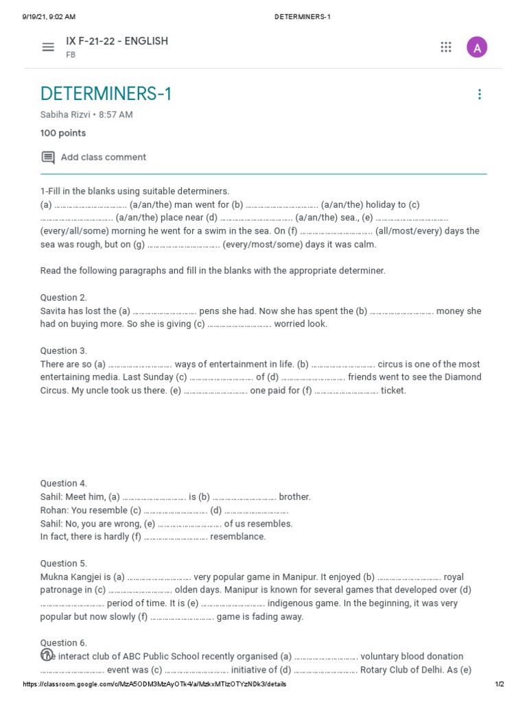 Determiners 1 | PDF