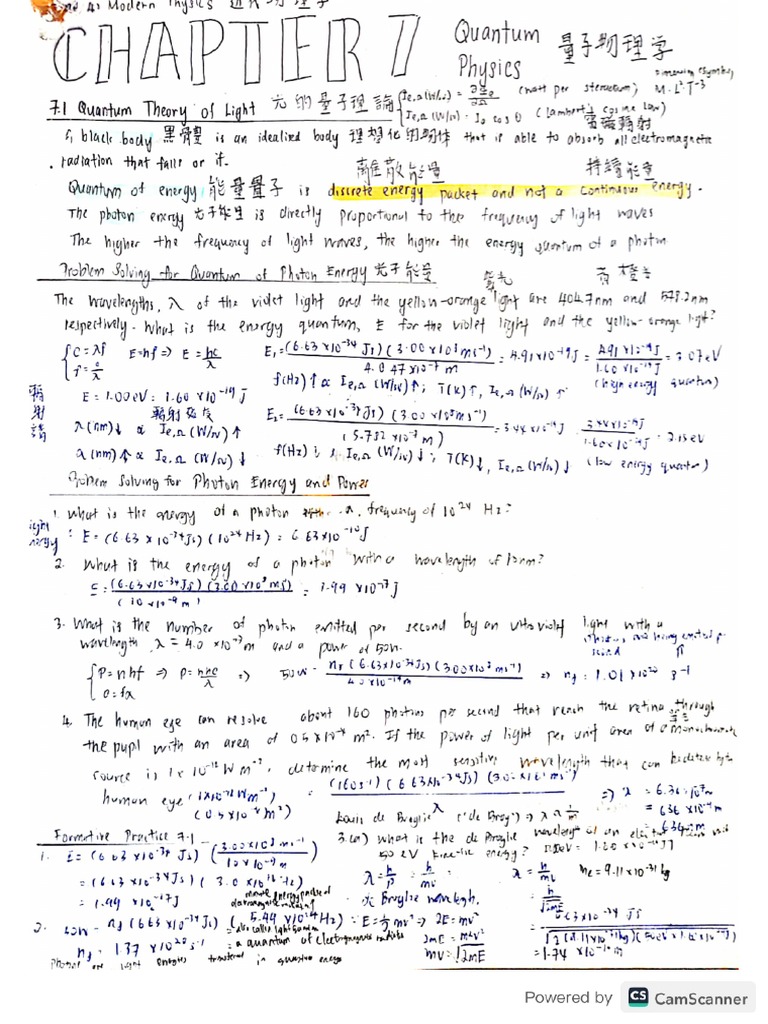 Notes KSSM 4531 F5 Ch. 07 Quantum Physics | PDF