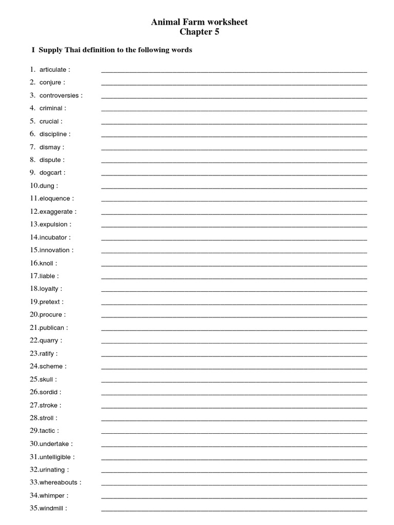 สำเนา Animal Farm worksheet chapter5-6 | PDF | Business