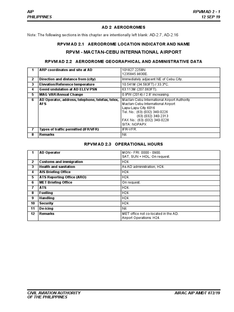 RP Ad 2 RPVM en 2019-09-12 | PDF | Air Traffic Control | Visual Flight ...