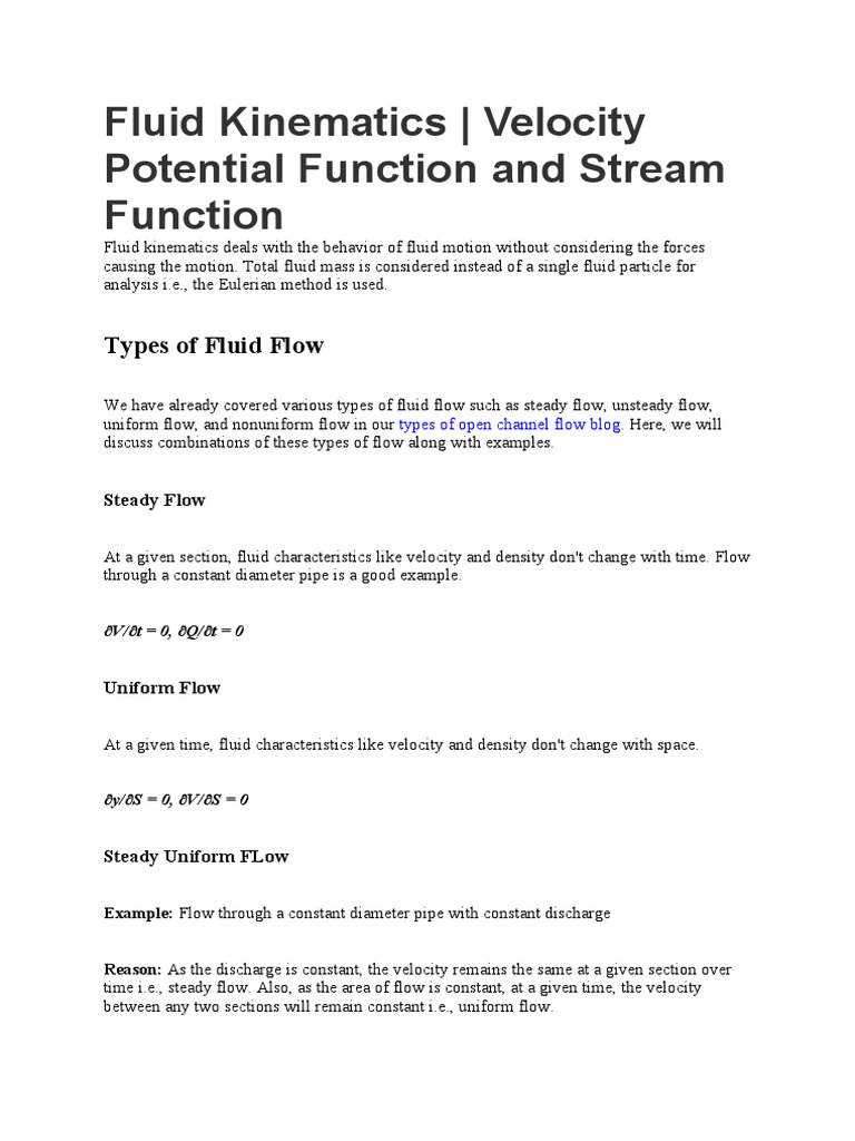 Stream Function and Velocity Potential Function | Download Free PDF | Fluid Dynamics | Velocity