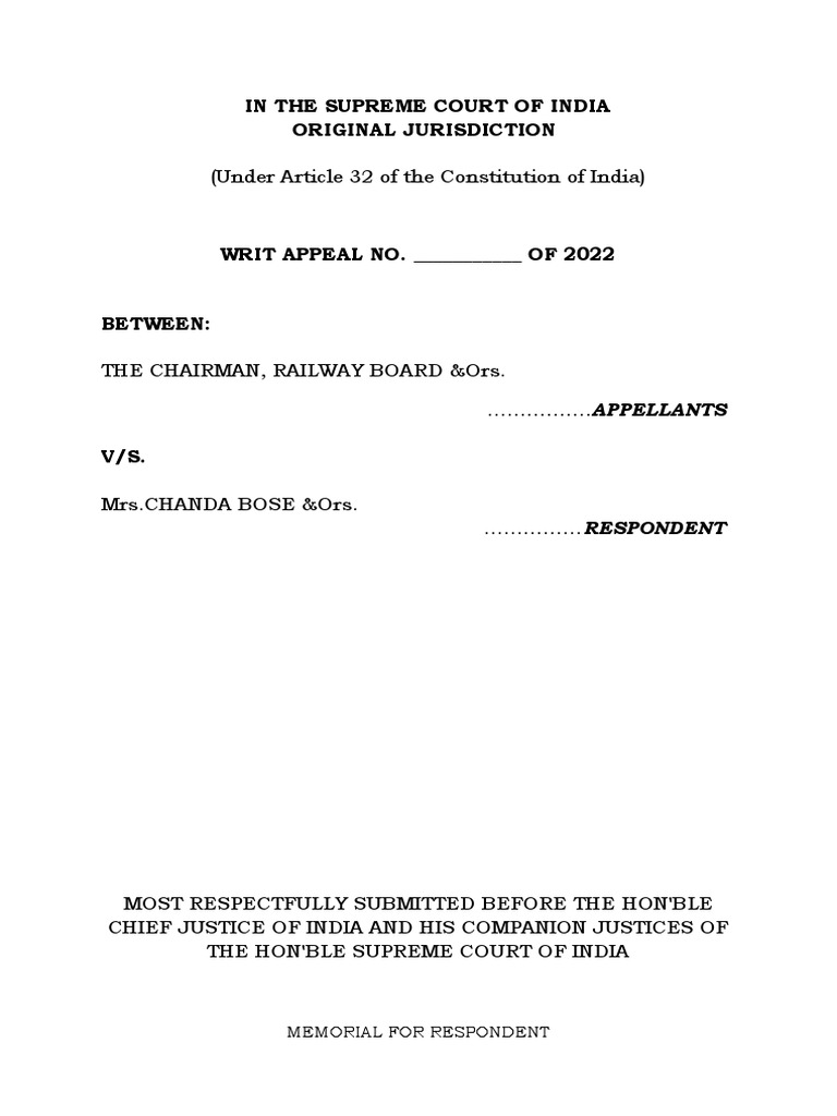 Moot 2 - Respondent | PDF | Writ | Supreme Court Of The United States