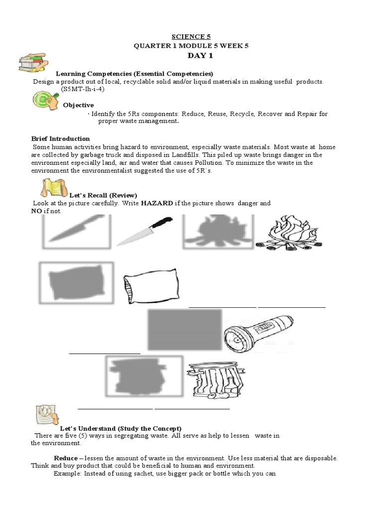 Science Grade5 Quarter1 Module5 Week5 | PDF | Recycling | Waste