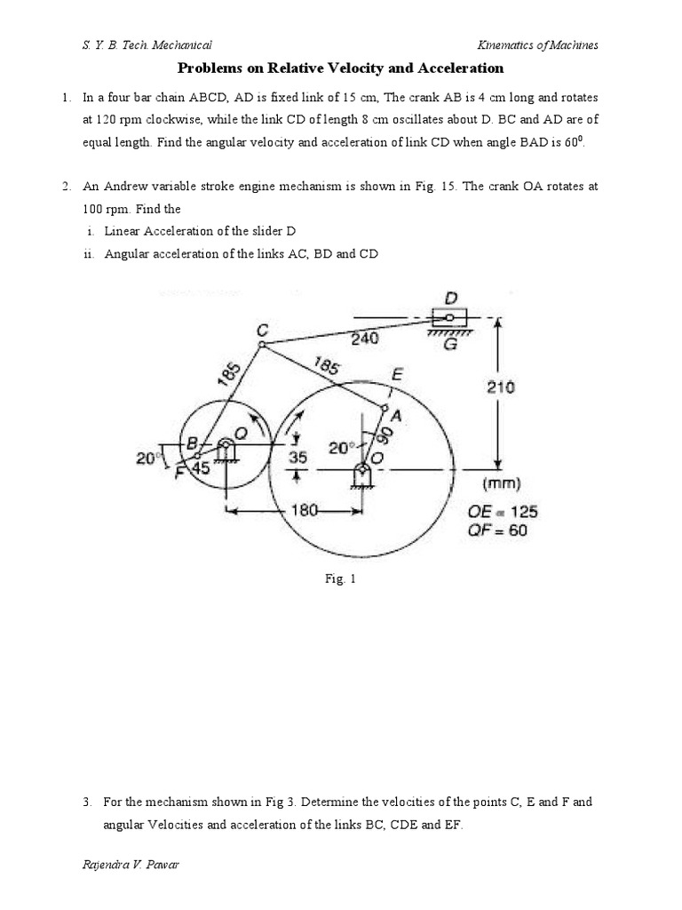 Relative Vel. and Accl. Problems | PDF | Kinematics | Acceleration