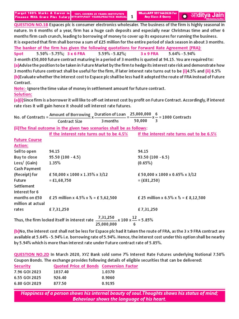 Interest Rate Futures Most Important Question Solution | PDF | Interest ...