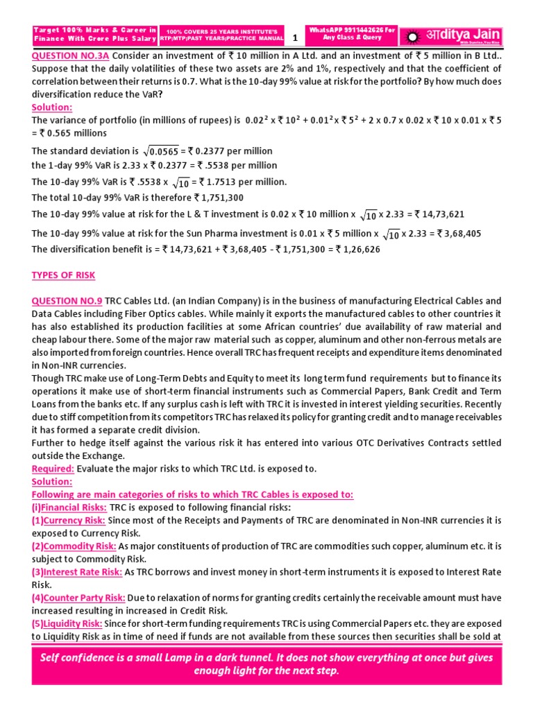 Risk Management Most Important Question Solution | PDF | Financial Risk ...