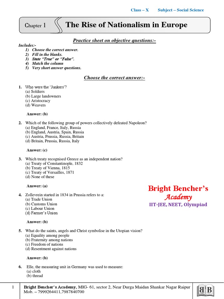 Rise of Nationalism in Europe - Bright Bencher's Academy | PDF ...