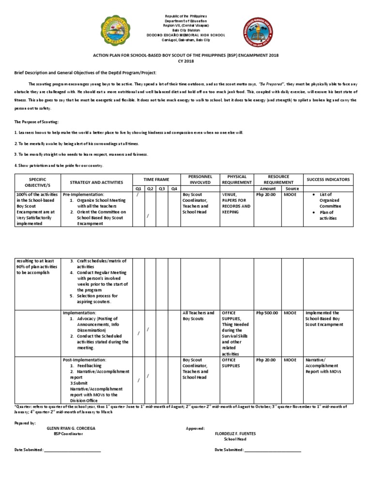 Action Plan For Boyscout | PDF