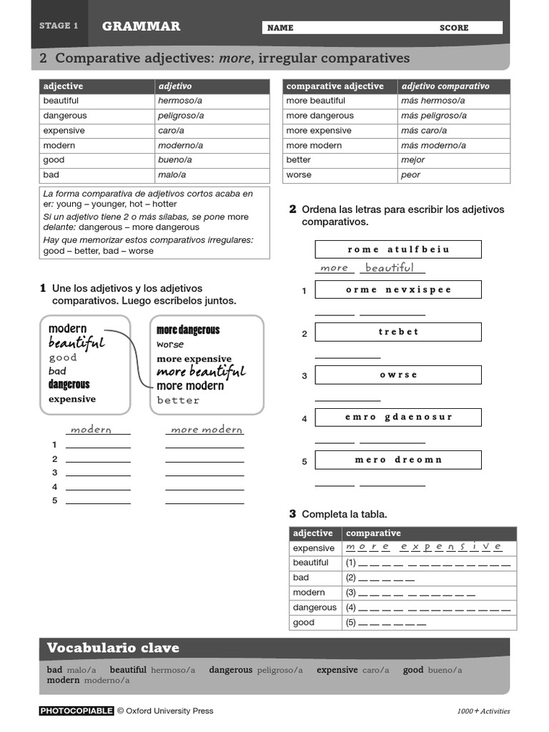 55 Comparative Adjectives - More, Irregular Comparatives | PDF ...