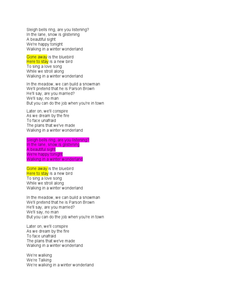 Walking in a Winter Wonderland Lyrics | PDF