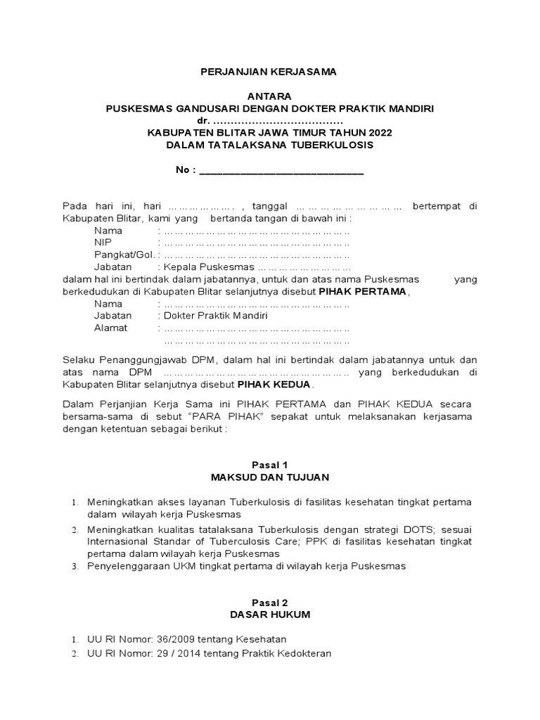 Contoh Mou DPM | PDF