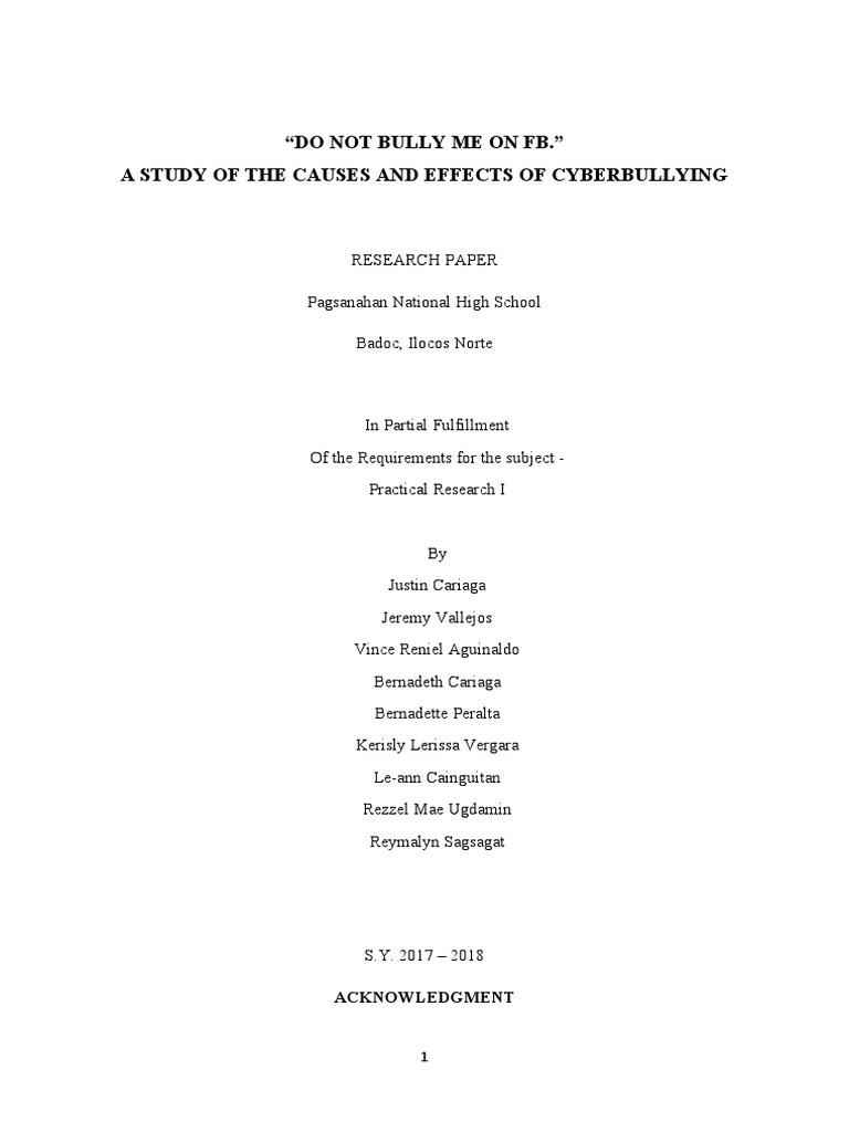 Causes and Effects of Cyberbullying | PDF | Cyberbullying | Bullying