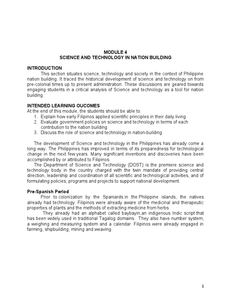 Module 4 - Science and Technology in Nation Building | PDF | Science ...