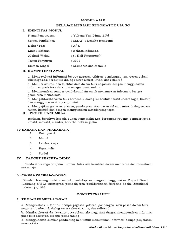 Modul Ajar Pertemuan 2 | PDF