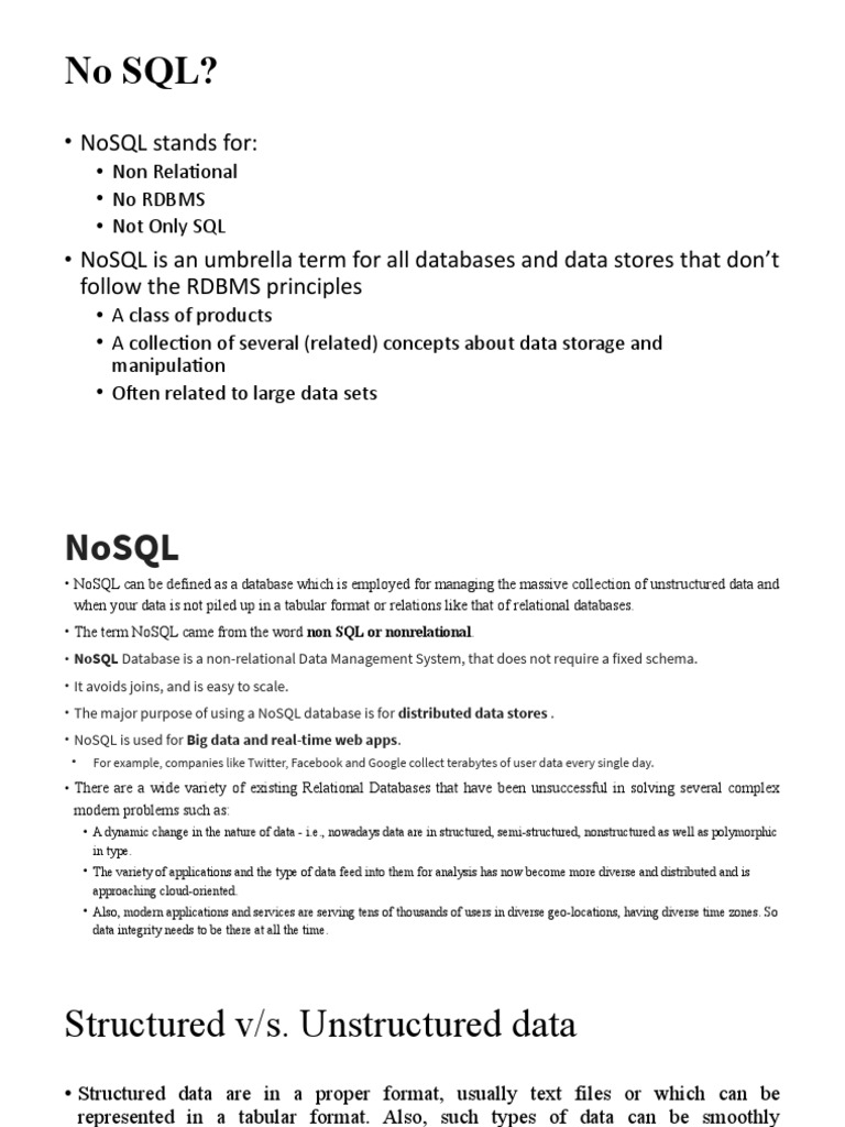 Unit Iv Rdbms Pdf No Sql Acid