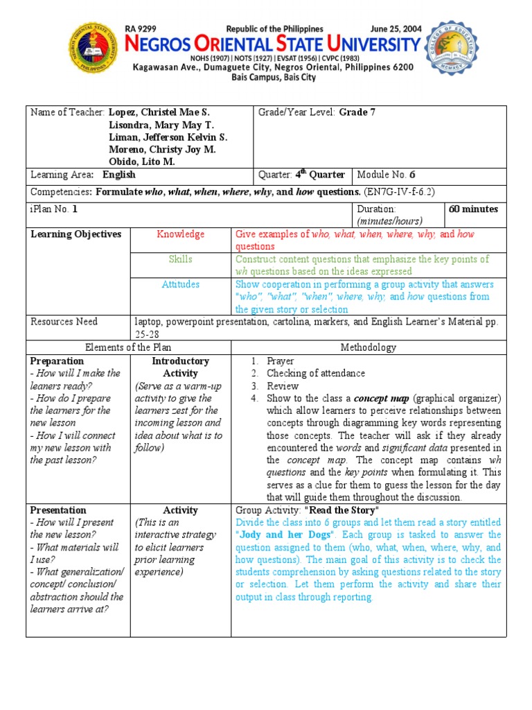 Sample IPLAN | Download Free PDF | Question | Educational Assessment