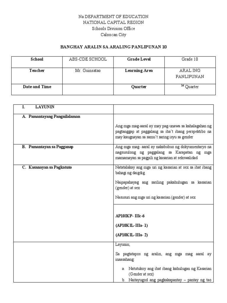 Appsoc LP Isyu Sa Kasarian Gender at Sex Checked | PDF