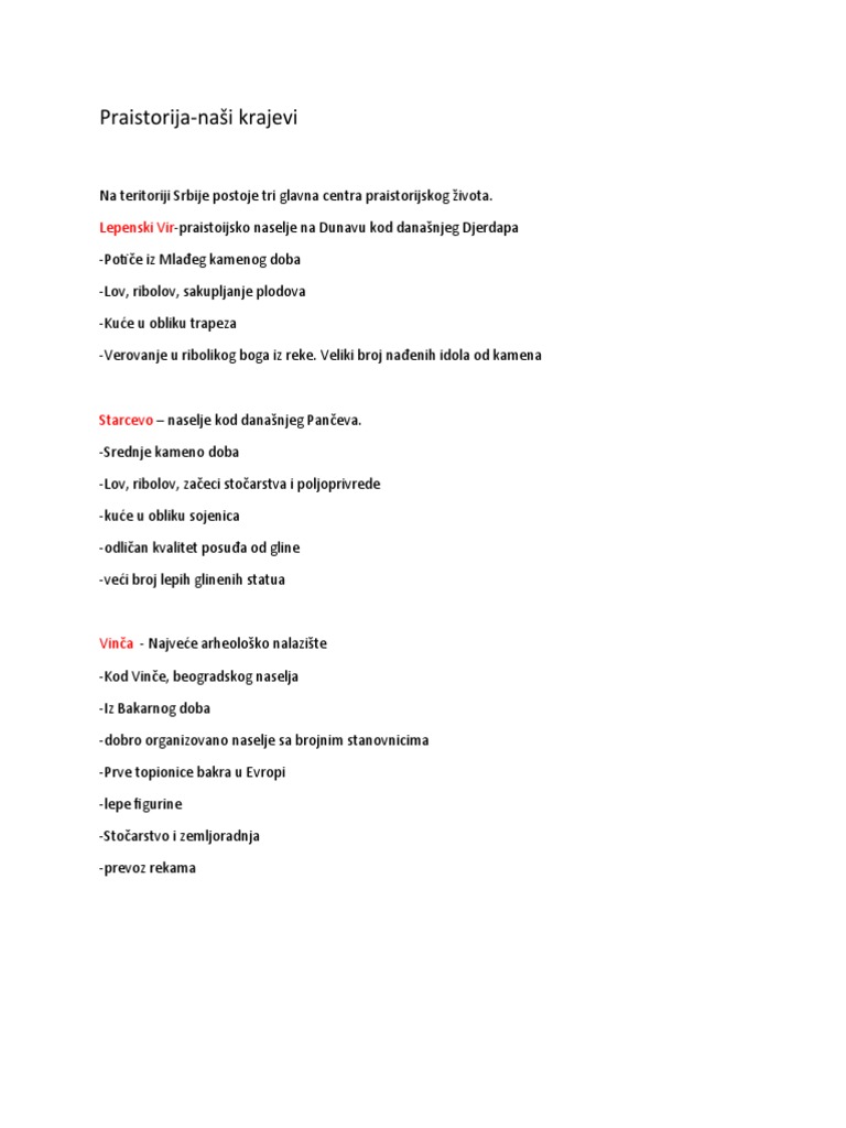 Praistorija U Srbiji | PDF