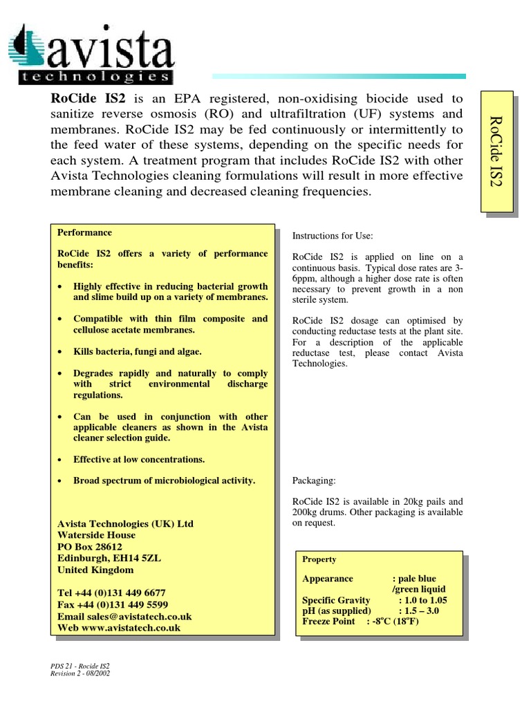 RoCide IS2 | PDF | Membrane | Chemistry