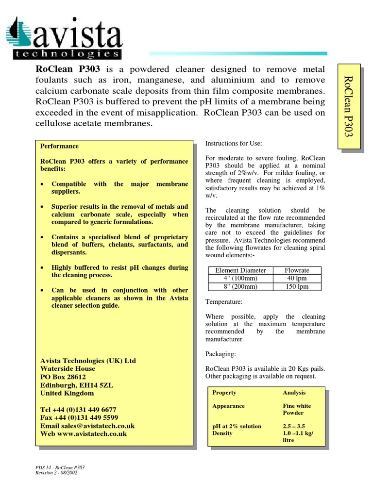 RoClean P303 | PDF | Membrane | Chemistry