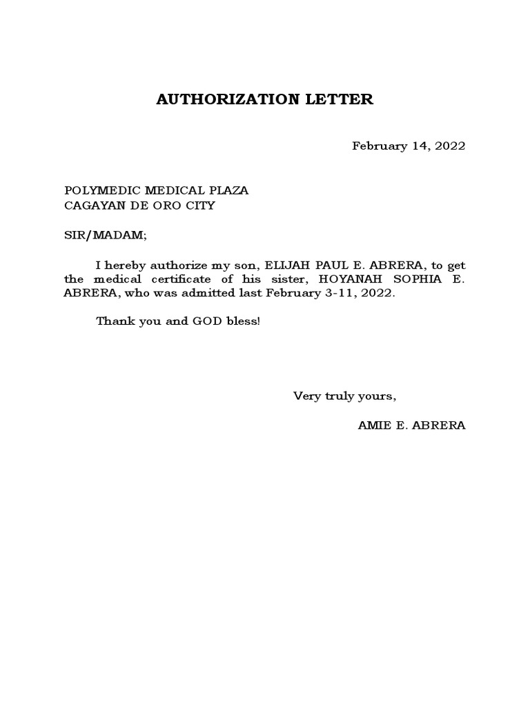 Authorization Letter | PDF
