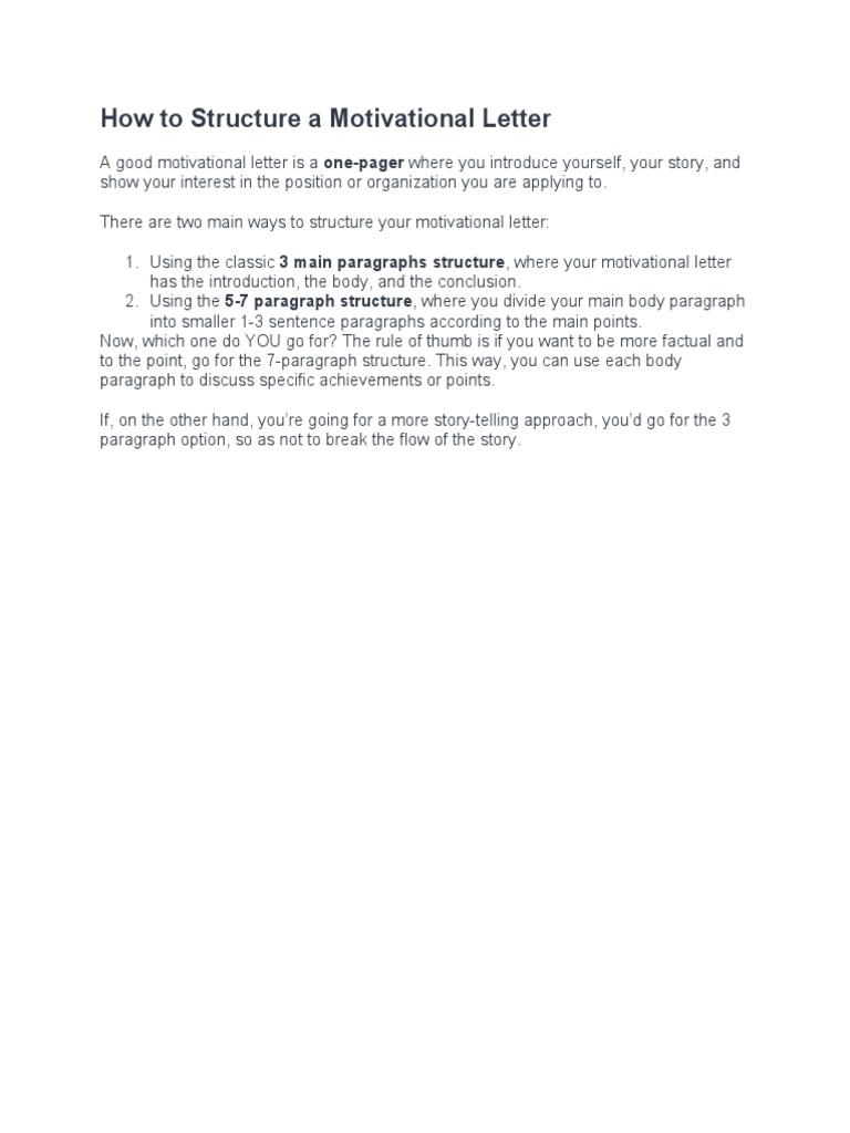 How To Structure A Motivational Letter | PDF
