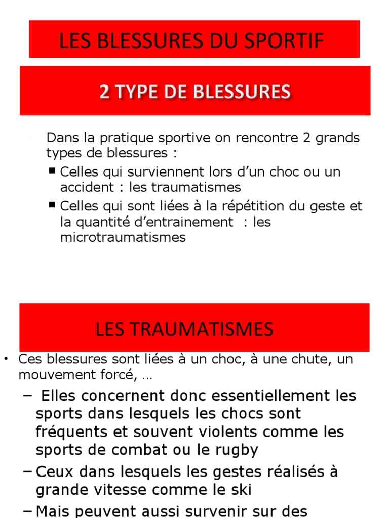 Types et prévention des blessures sportives | PDF | Spécialités ...