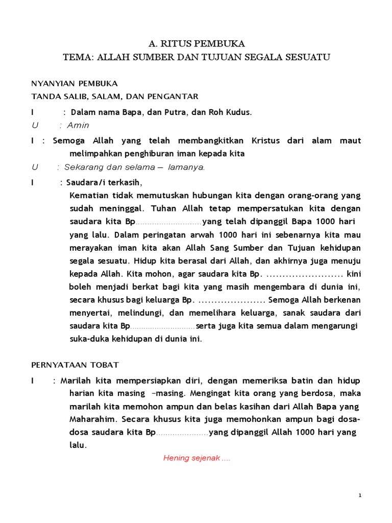 Teks Misa Arwah 1000 Hari | PDF