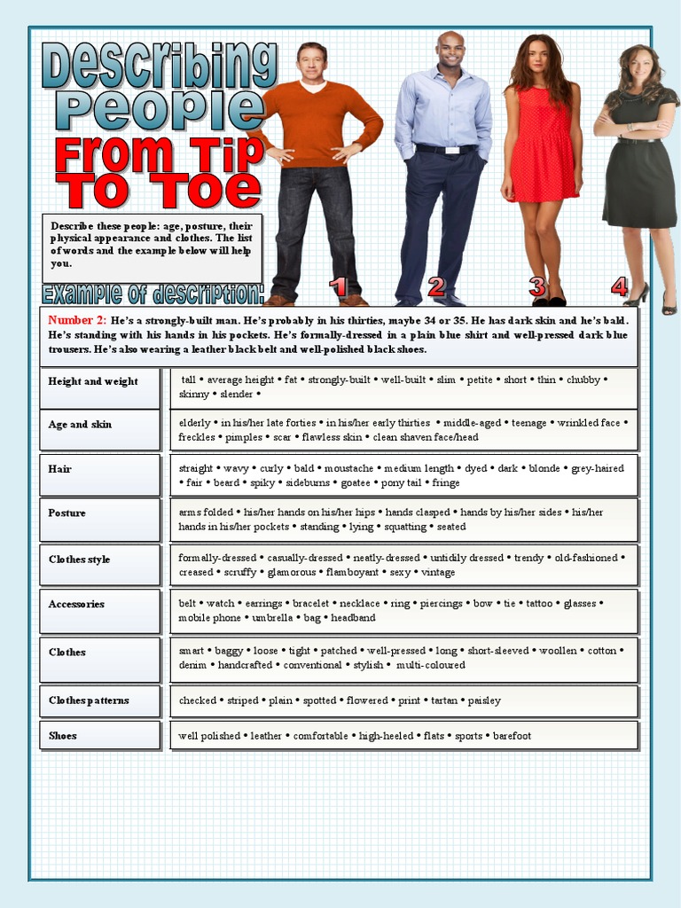Describing People From Tip To Toe Vocabulary Picture Description ...
