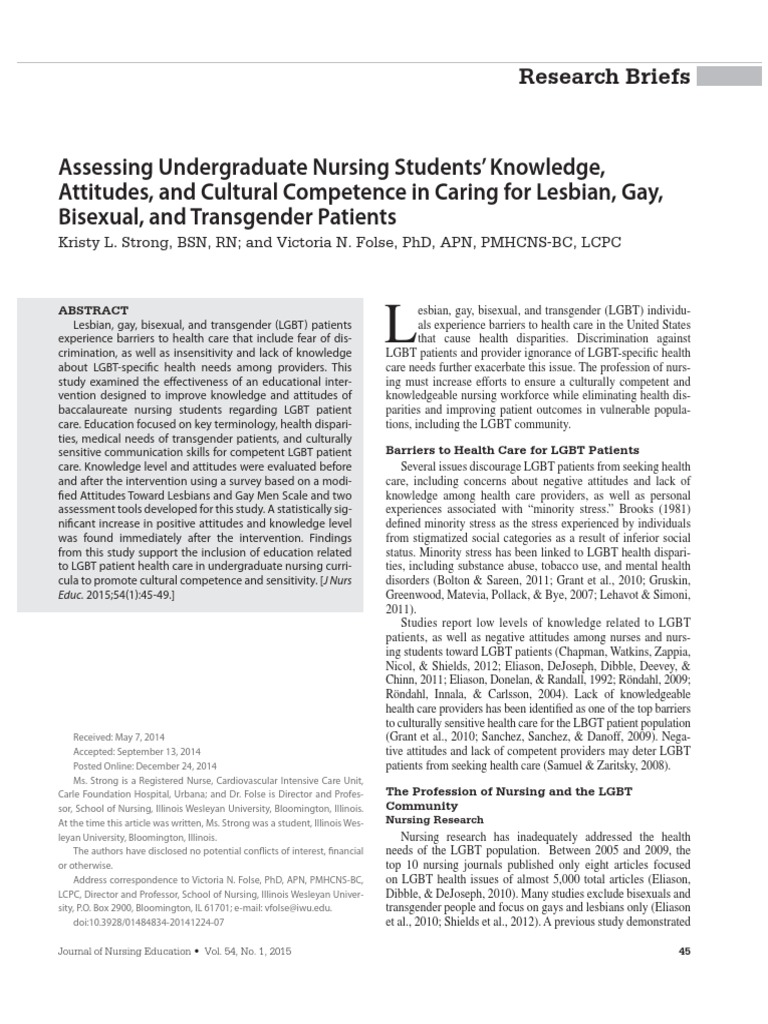 Research Briefs: Kristy L. Strong, BSN, RN and Victoria N. Folse, PHD ...