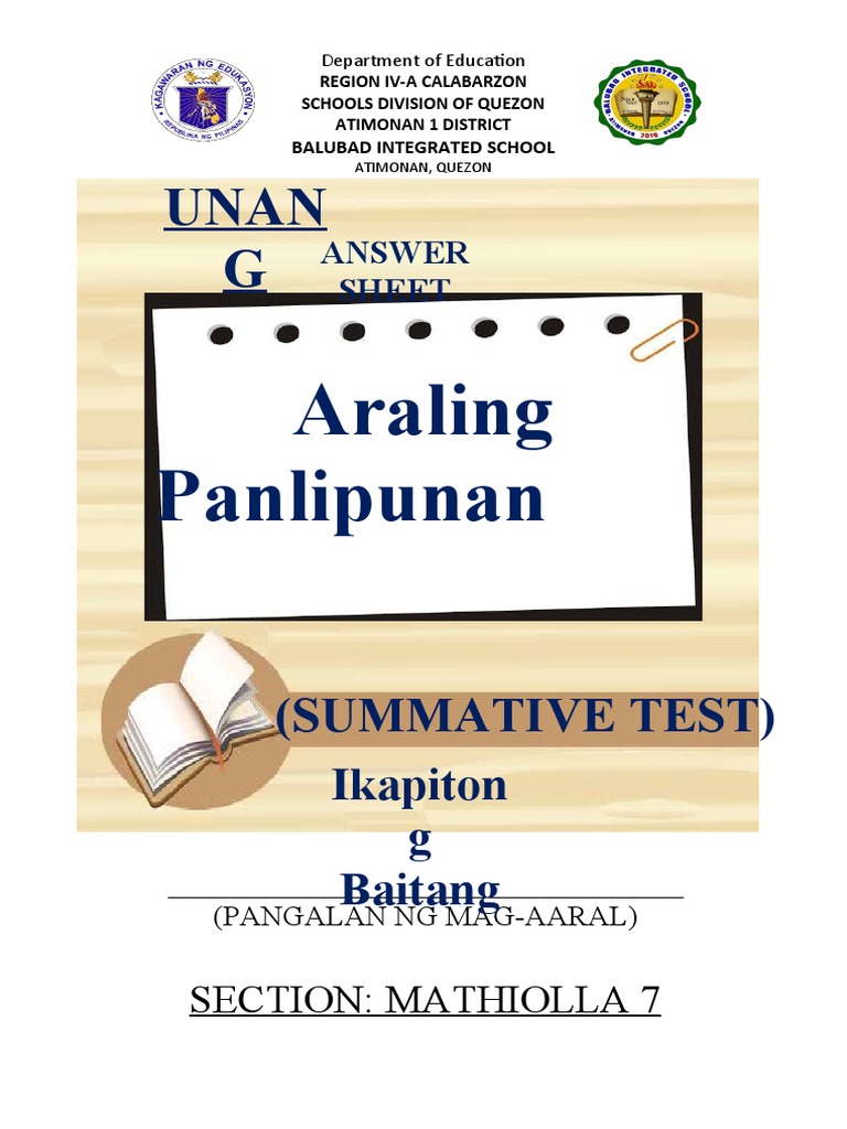 SUMMATIVE EXAMINATION Ap | PDF