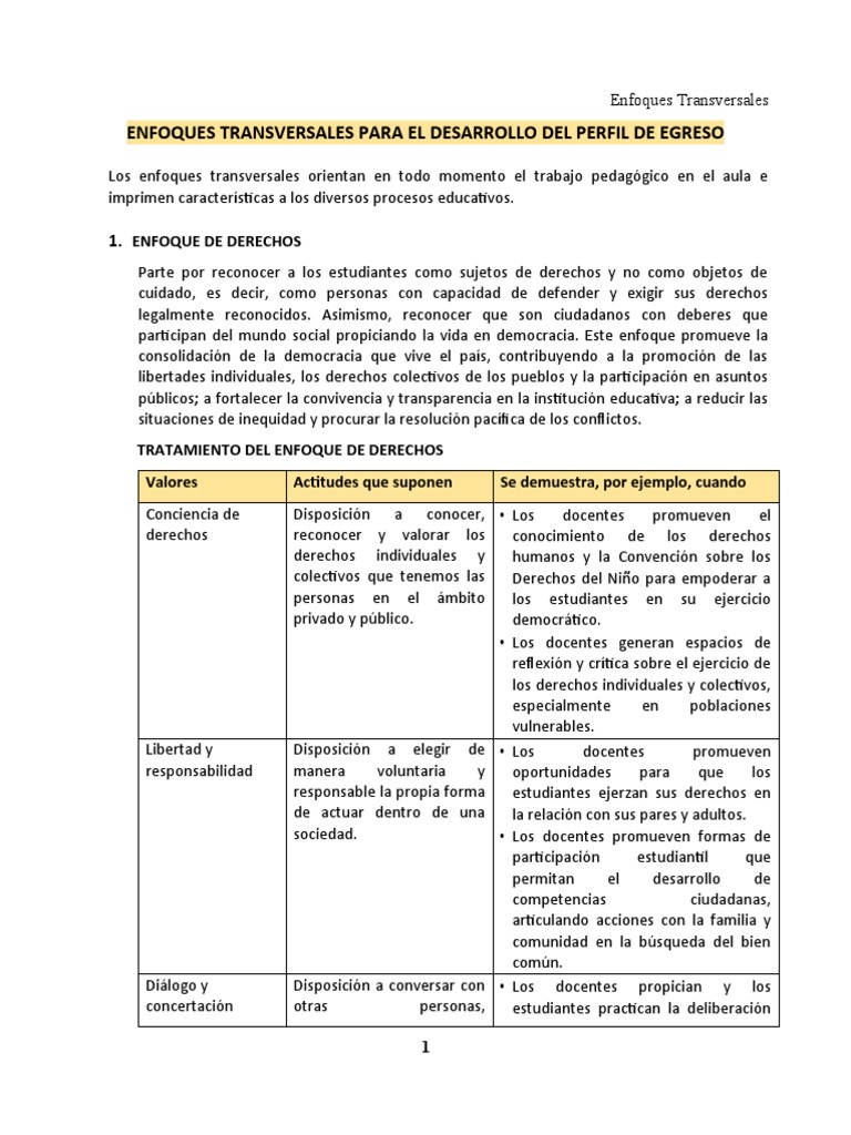 Enfoques Transversales para El Desarrollo Del Perfil de Egreso | PDF ...
