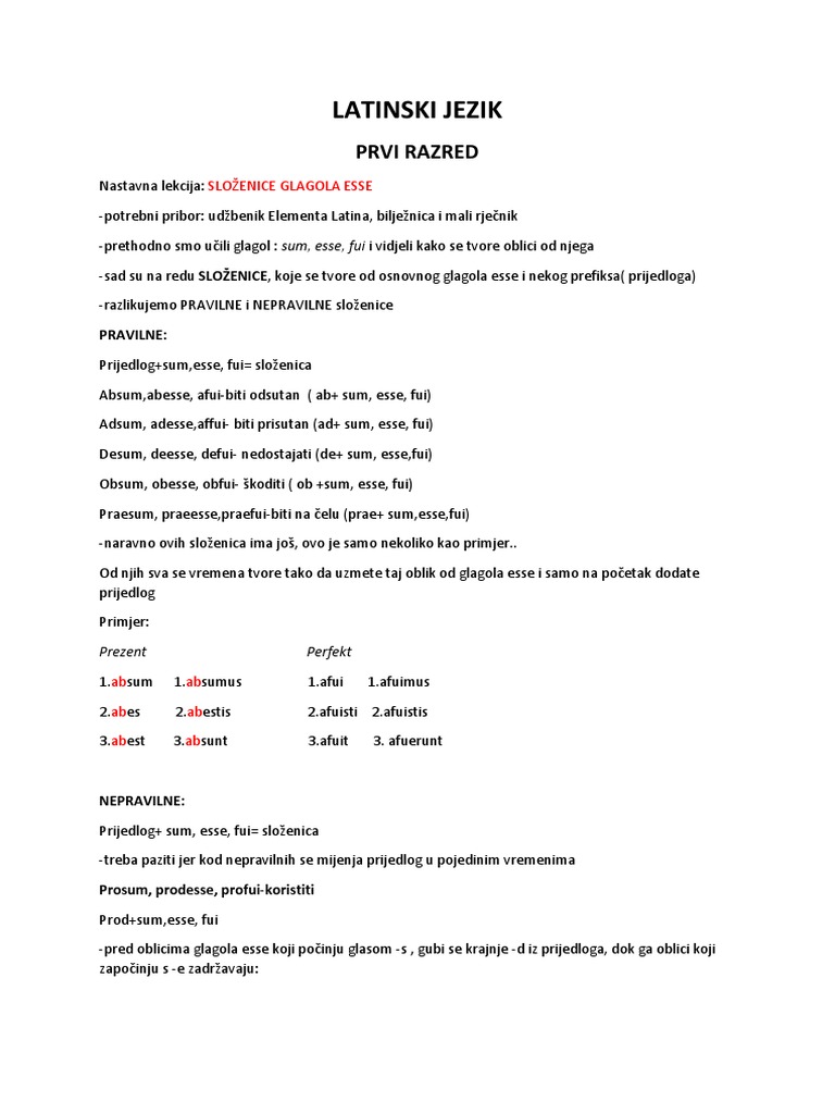 Latinski Jezikprvi Razredtreći Tjedan | PDF