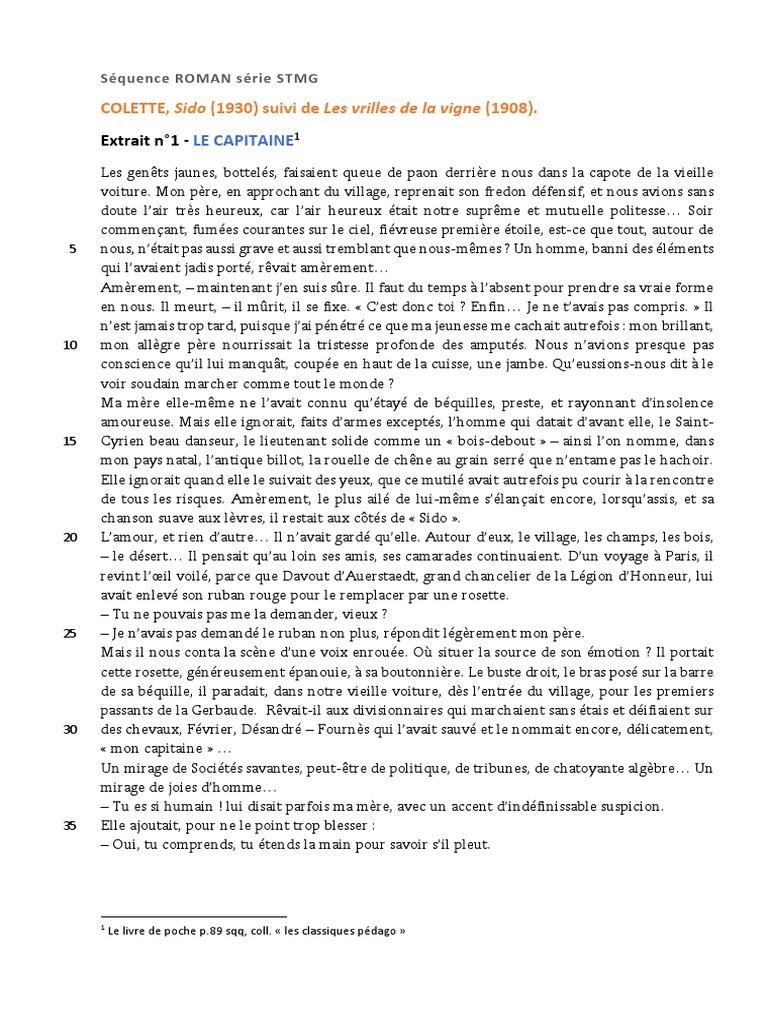 Extrait 1 Alternatif STMG Colette - Le Capitaine | PDF