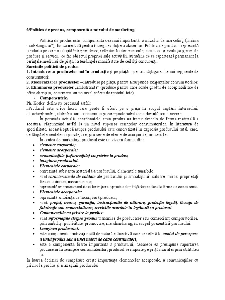 6.definitia Si Componentele Politicii de Produs | PDF