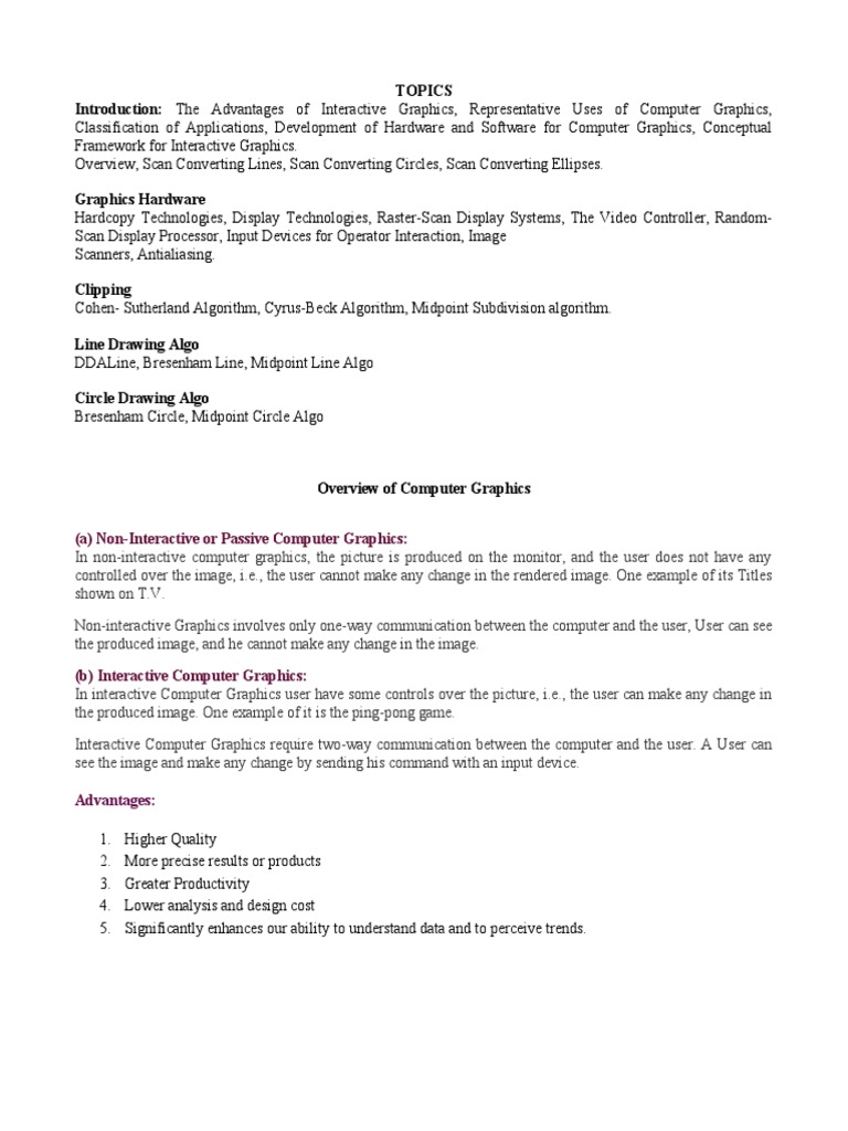 Overview of Fundamental Computer Graphics Concepts | PDF | Computer Graphics | Display Resolution