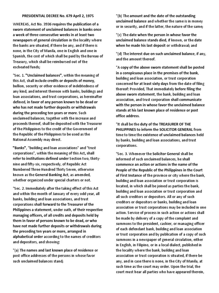 Unclaimed Bank Balances Escheat Law | PDF | Banks | Deposit Account