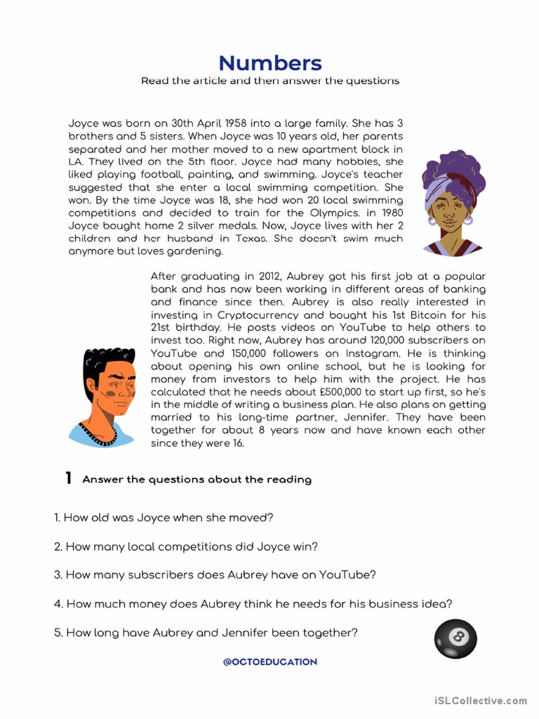 Numbers - Reading Comprehension | PDF