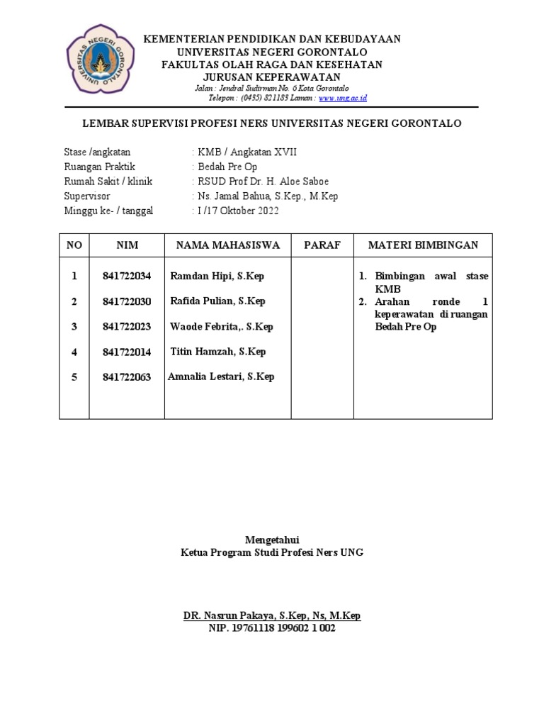 Dokumentasi Supervisi Profesi Ners | PDF | Sains & Matematika