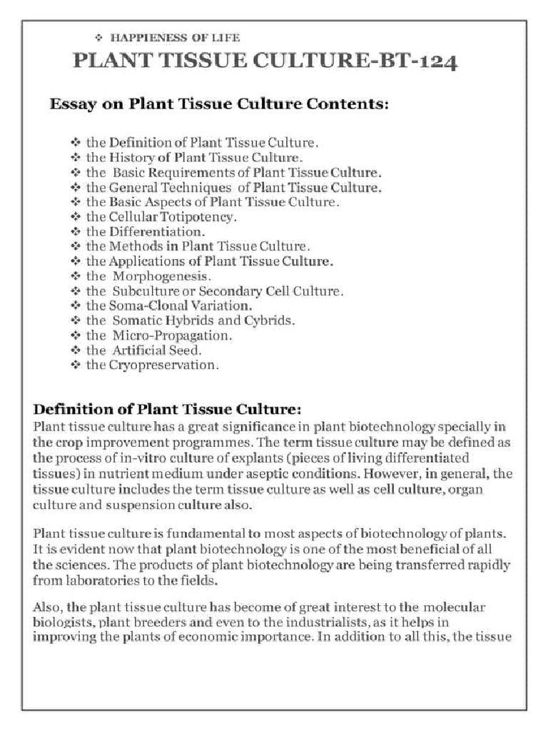 Plant Tissue Culture | PDF